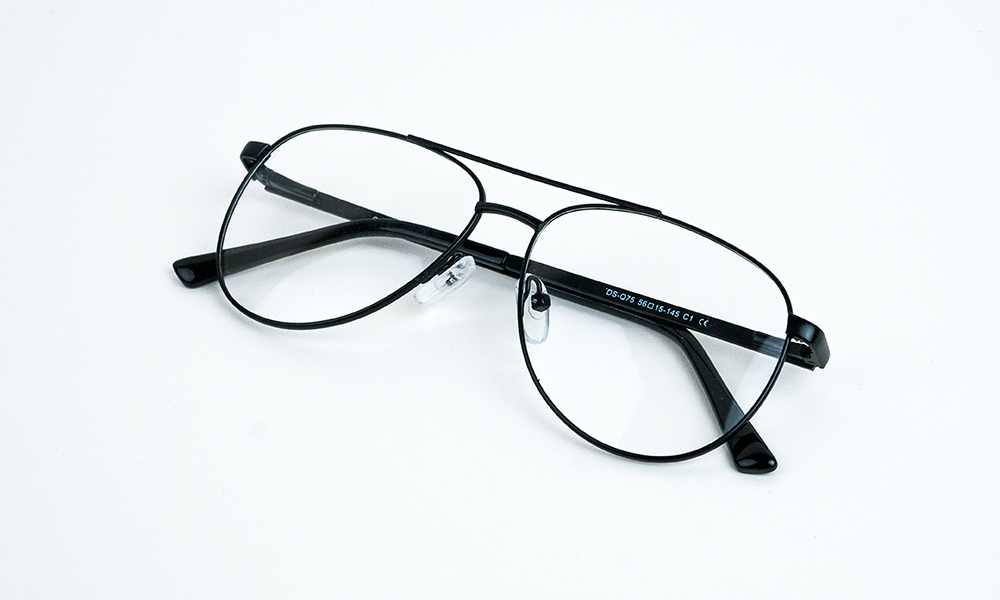 Shiny Black Aviator Eyeglass | Lightweight Metal Daily Wear Series